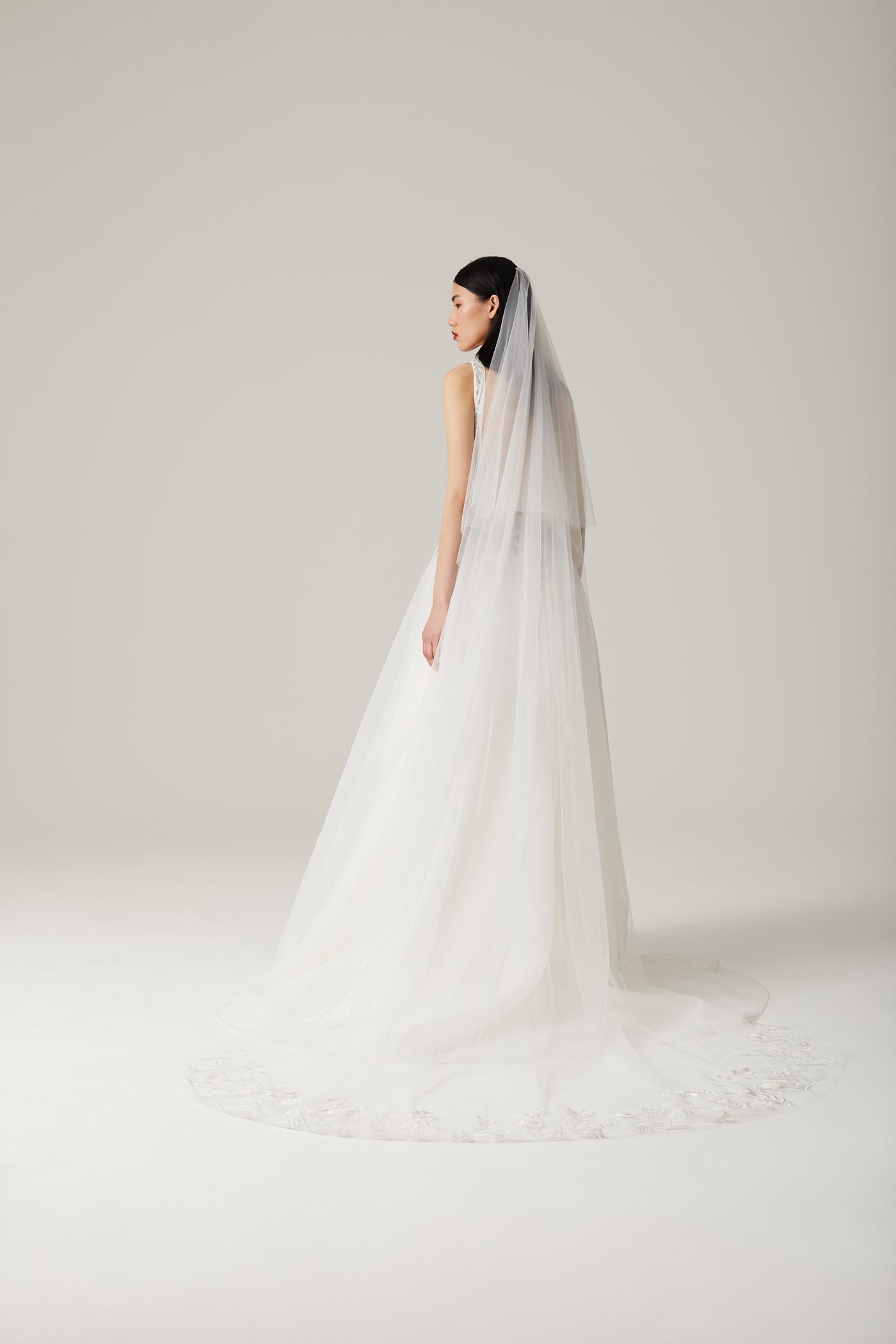 Wisteria Rose Border Veil Rosewater | Hermione de Paula Bridal